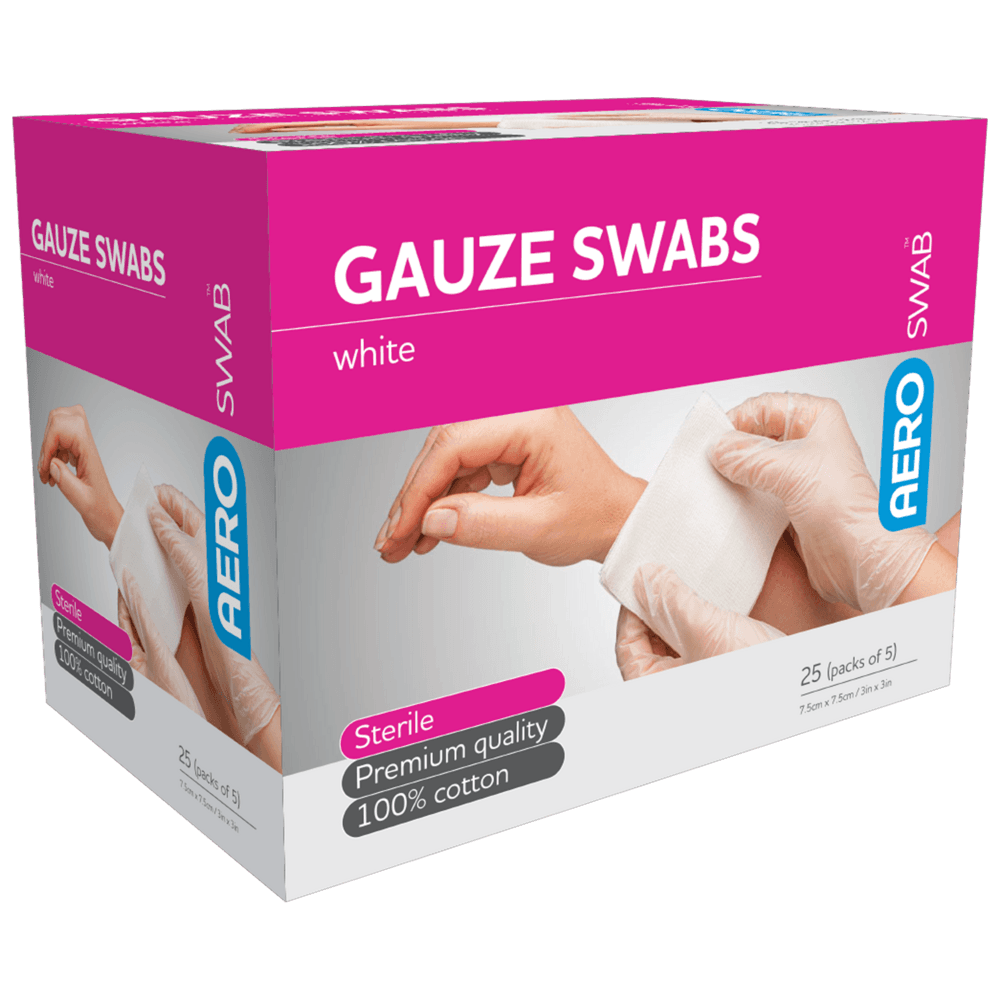 Aero Healthcare AEROSWAB Sterile White Gauze Swab 7.5 x 7.5cm (Packs of ...